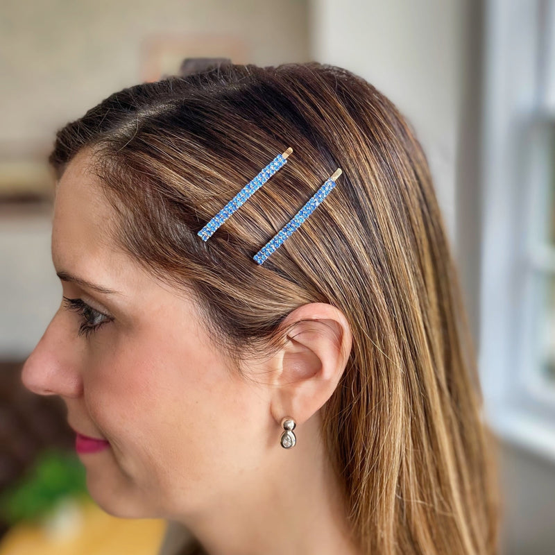 QueenMee Blue Hair Slides Set of 2 – www.Eastvillage.uk.com